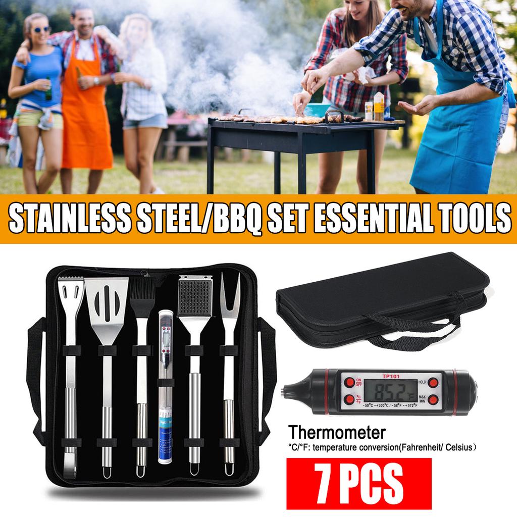 Buy 7PCS BBQ Barbecue Set Essential Grill Tools Utensil Cutlery Cooking ...