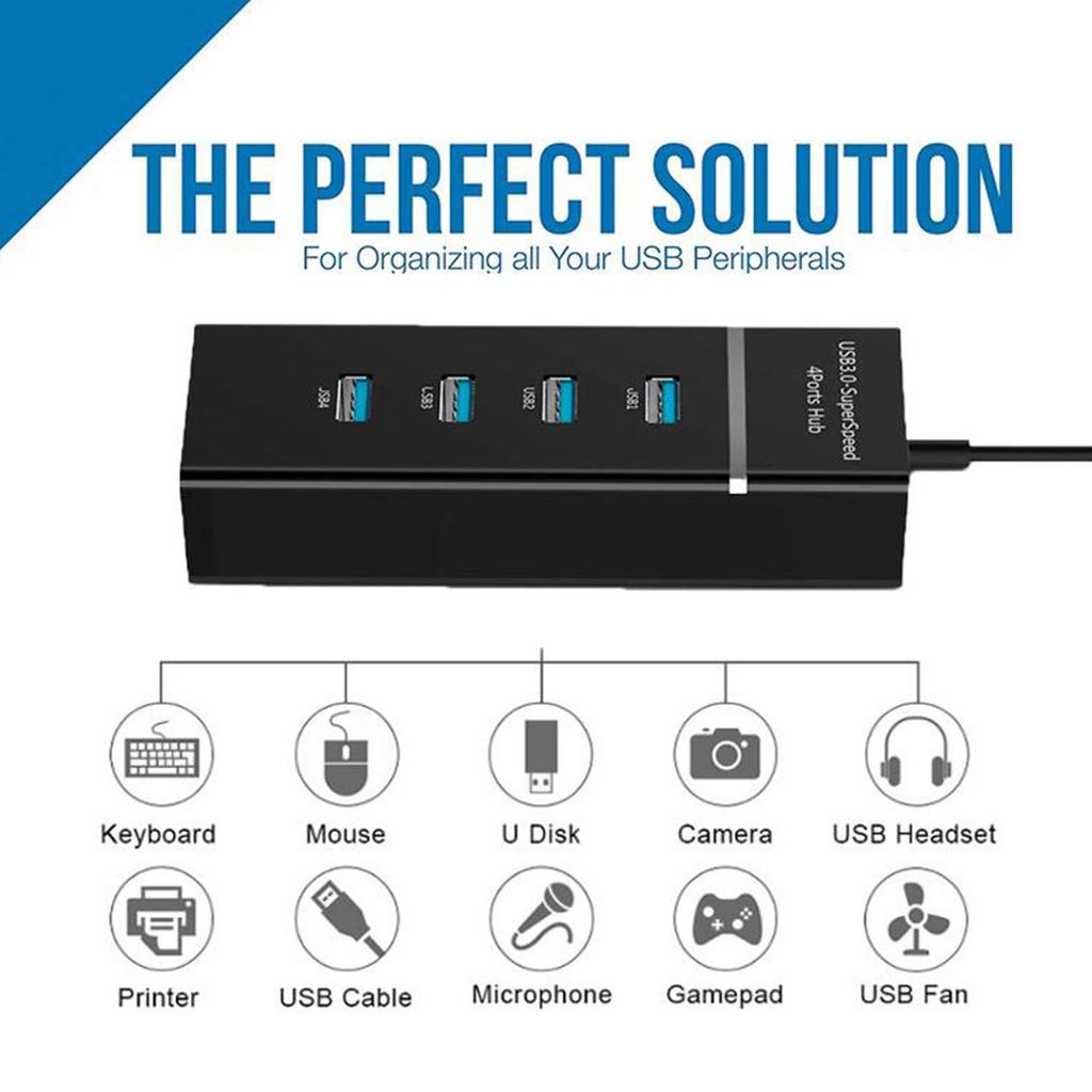 Buy 4 Port Hub LED USB Adapter High Speed USB Splitter Docking Computer ...