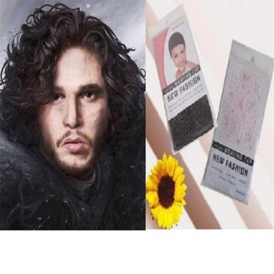 Mens Cosplay Wigs NatureShort Hair Full Wigs Wavy Curly Jon Snow Black ...