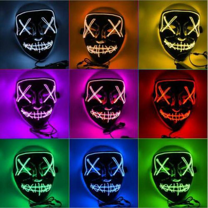 Buy Neon Stitches Mask LED Wire Light Up Costume Party Purge Halloween ...