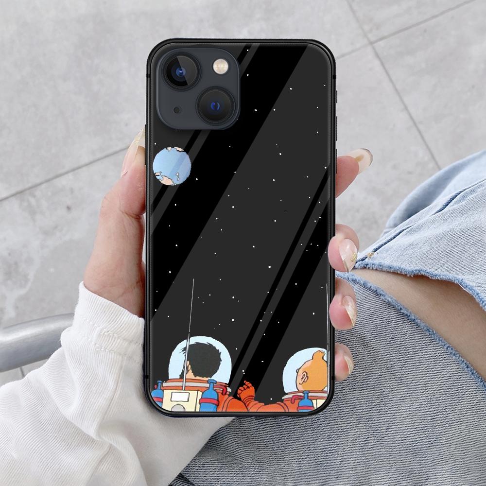 Tintin Maceraları Karikatür Temperli Cam Telefon Kılıfı Kapağı iPhone ...