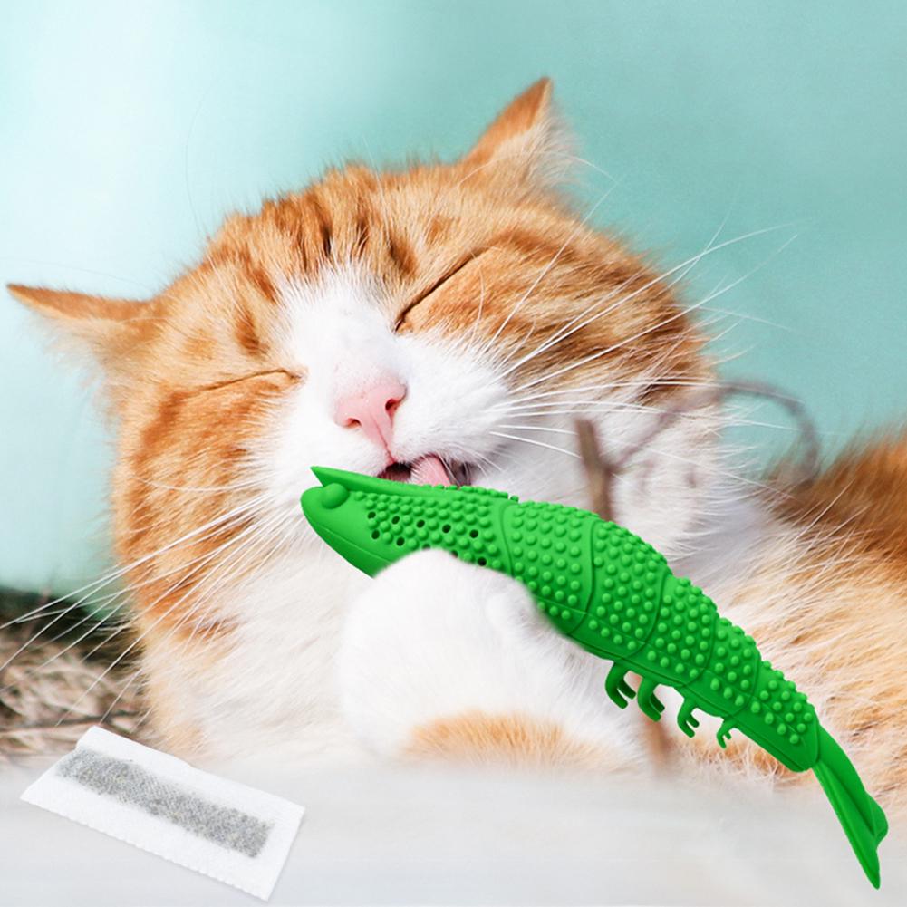 Cheap Cat Toy Cat Toothbrush Catnip Shrimp Bite Clean Tooth Stick Funny ...