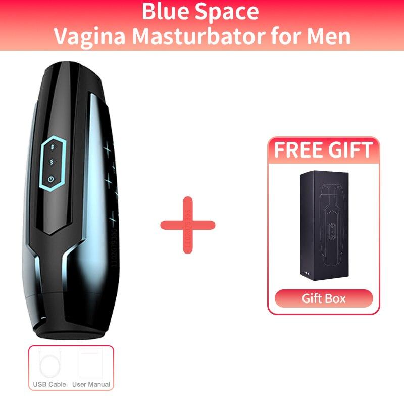 💰Kaufe Automatische Blue Space Vagina Masturbator für Männer mit leistungsstarken vibrierenden ...