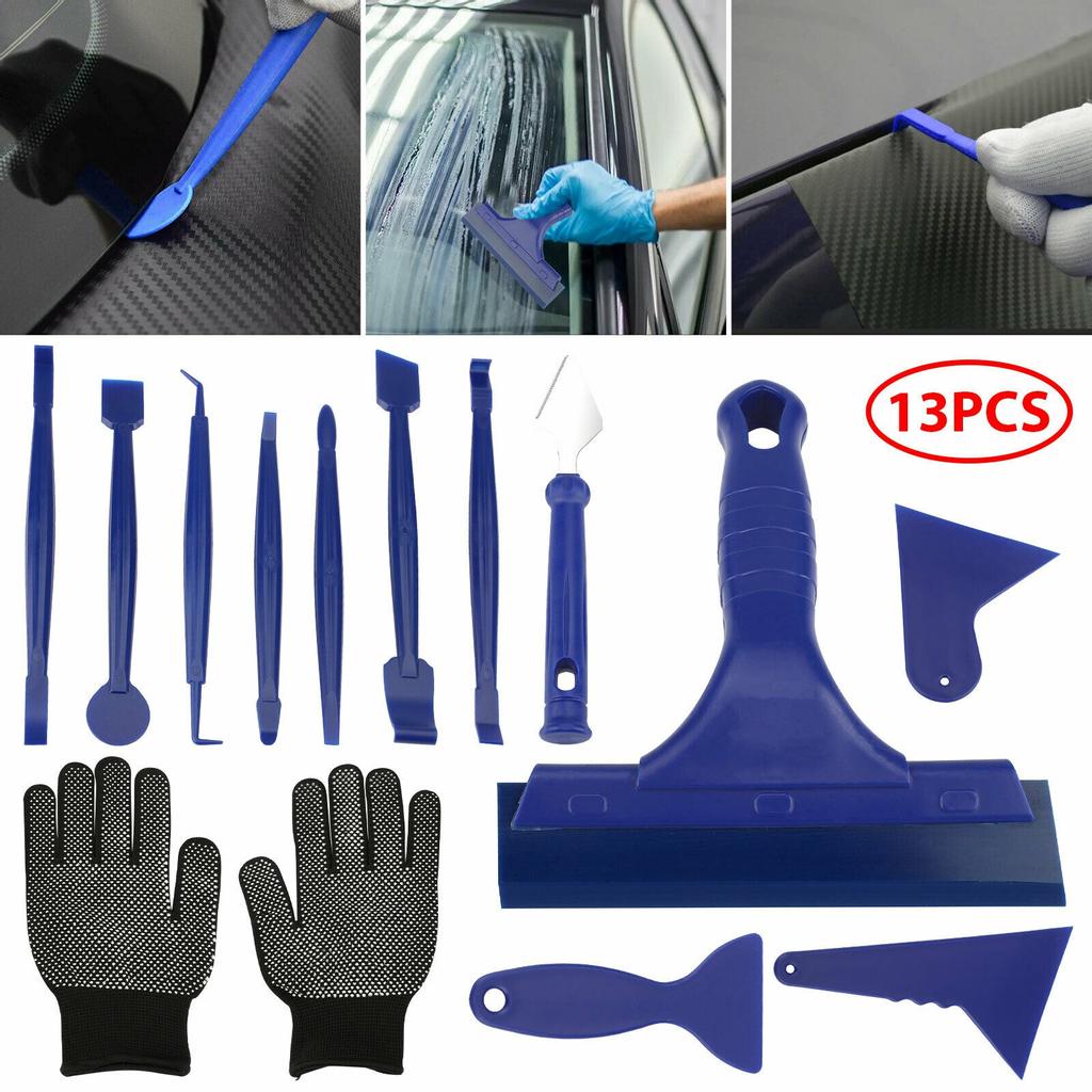 13 Pcs/Set Car Window Film Tint Tools Kit Blue/Red Gloves Vinyl Wrap ...