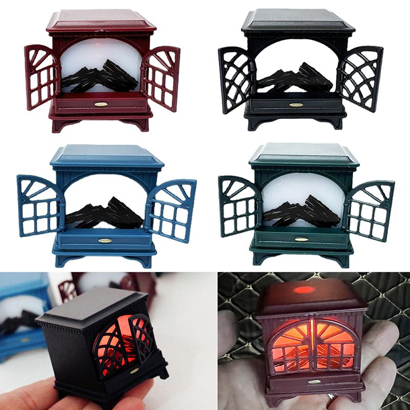 1:12 Dollhouse Miniature Fireplace Glowing Stove Model House Furniture ...