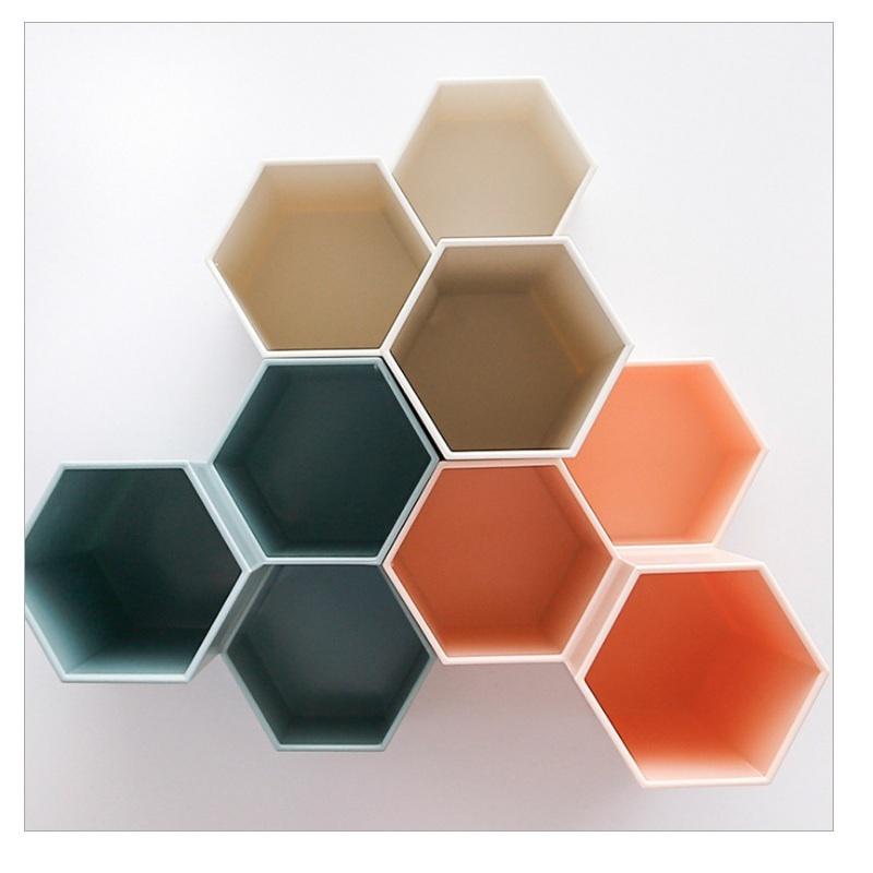 Buy 3 Colors Hexagon ABS Table Organizer Makeup Cosmetic Holder Desk ...