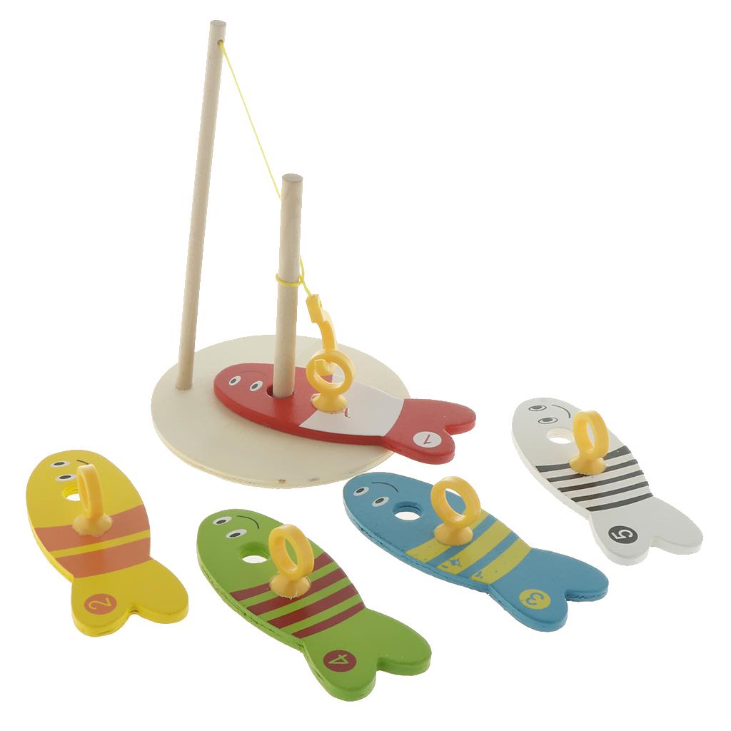 Buy Wooden Fishing Game Set Color Shape Sorter Educational Toy for Baby ...