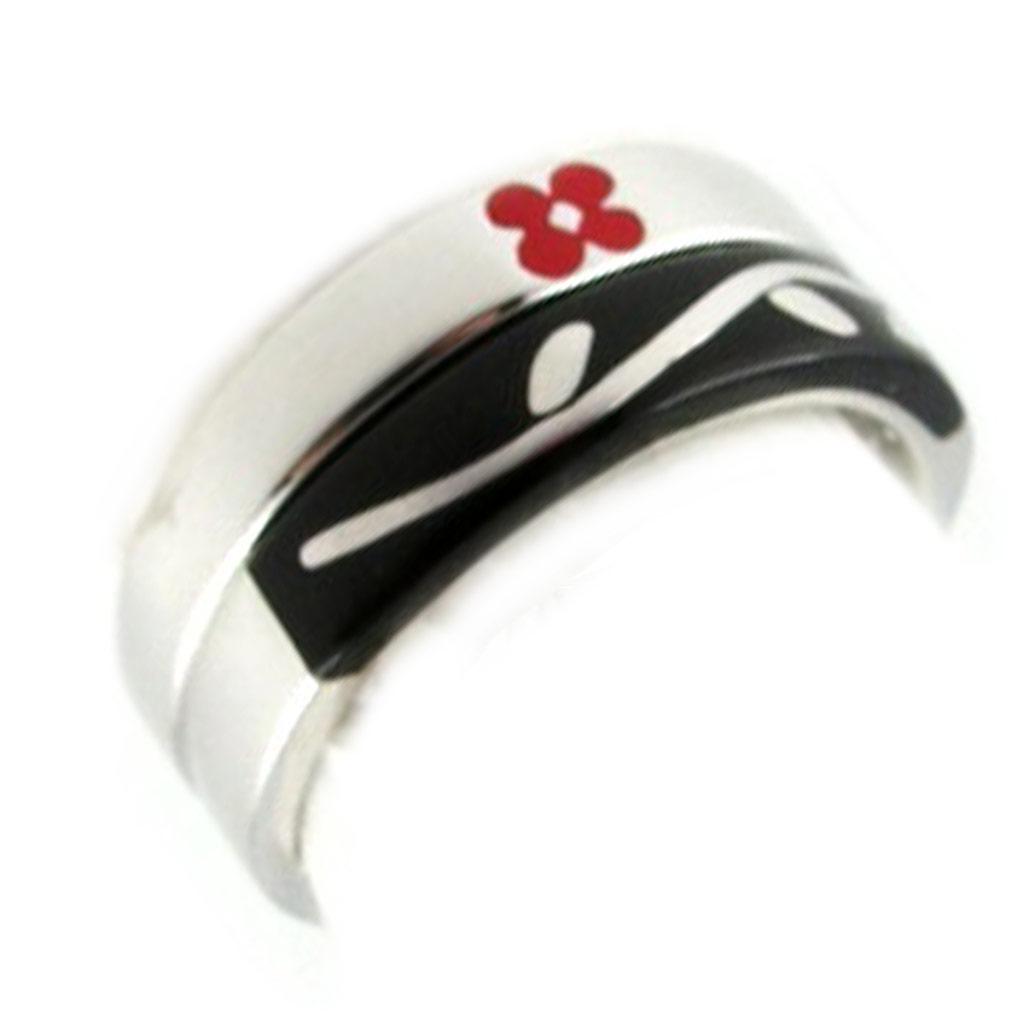 Silver black red 'Flower' plural ring Buy cheaply on Joom