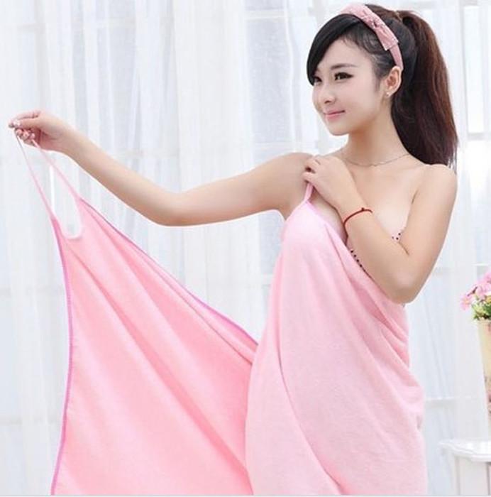 70x140cm Microfiber Wearable Towel Bathrobe Fast Dry Wash Clothing Wrap Bath Towels Beach Dress ...