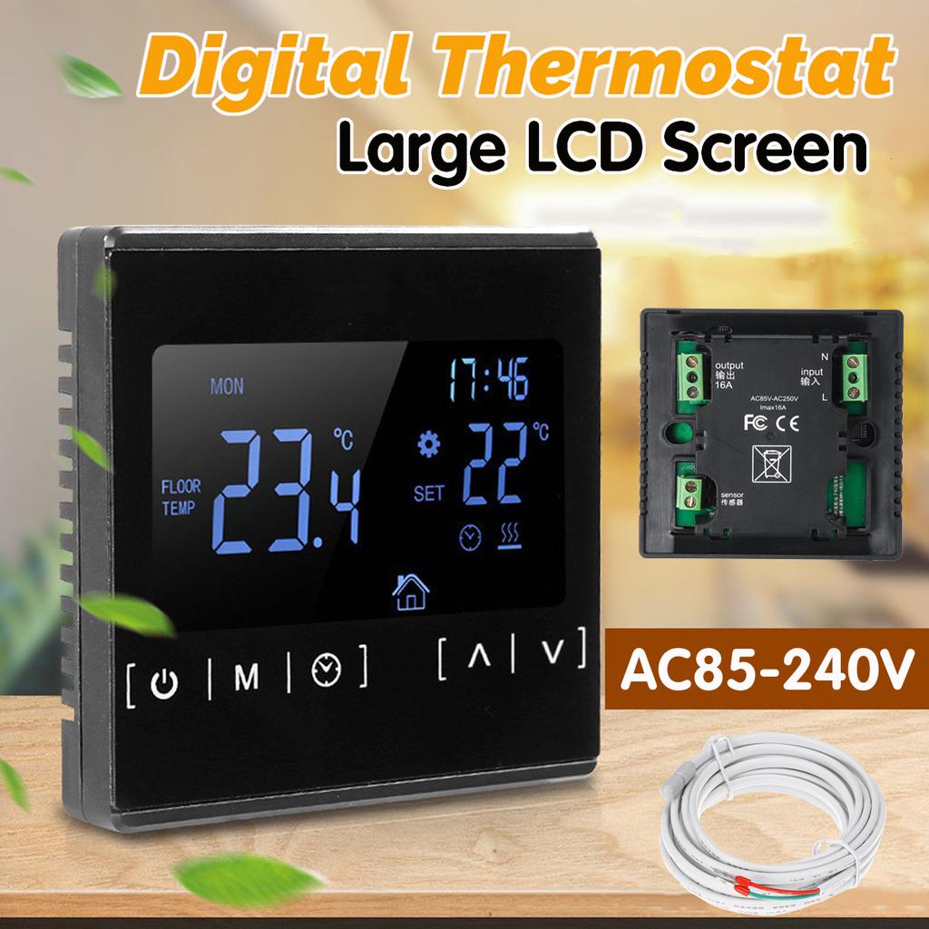 LCD Digital Programmable Wireless Heating Thermostat Temperature ...