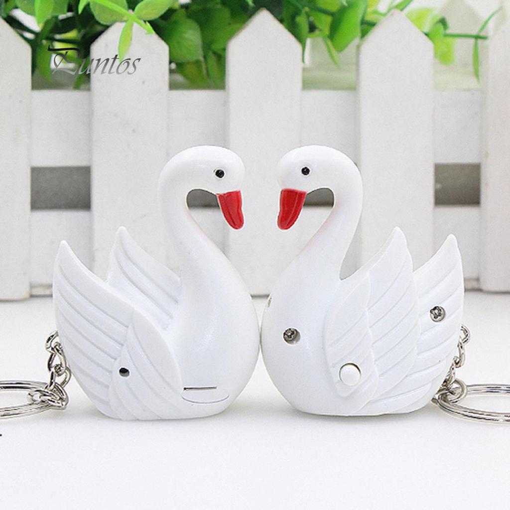 Buy Cute Swan Pendant Keychain with LED Light Sound Key Ring Holder ...