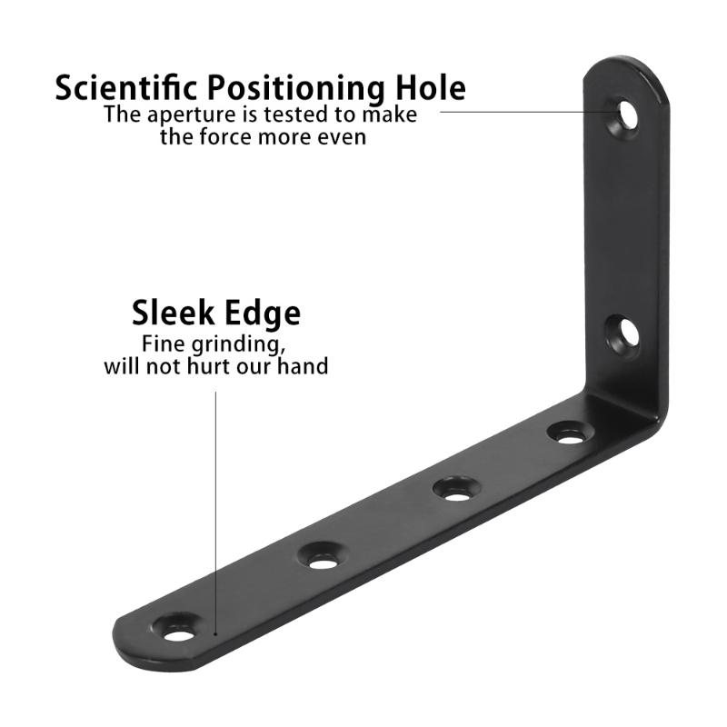 Buy 4Pcs Angle Shelf Bracket Thickened Cold-Rolled Steel Black 90 ...