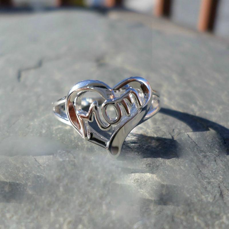 Buy Fashion Silver Color Love Mom Jewelry Mother's Day Gift MOM Rings ...