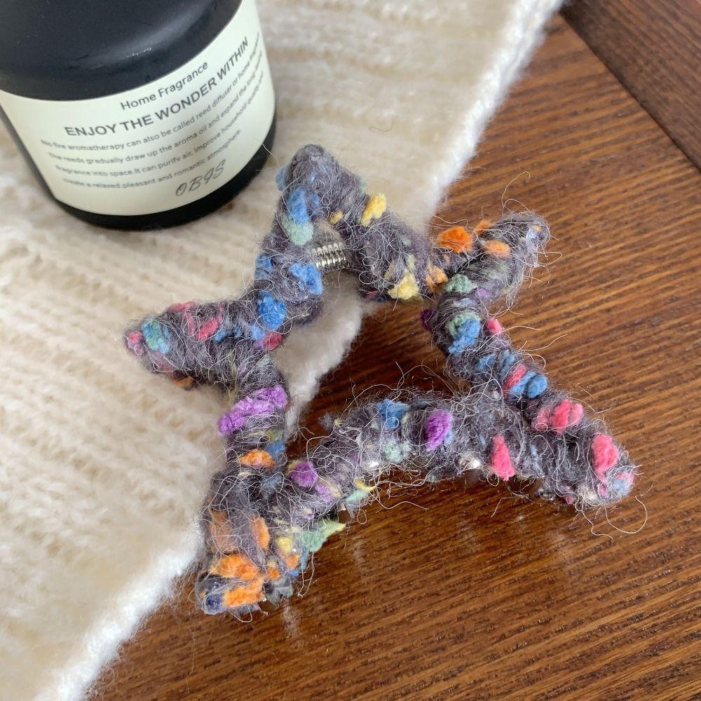 Pentagram Wool Hair Clip Grab Clip Plush Star Hair Claw Fashion Travel ...