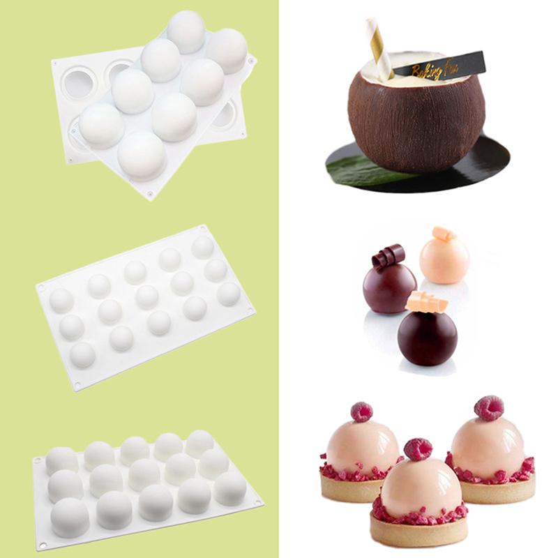 Buy 8/15 Holes Sphere Silicone Mold 3D Spherical Mousse Cake Mold ...