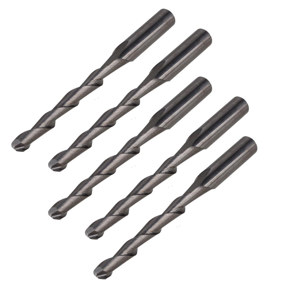 Buy 5x Solid Carbide 2.5mm Dia 2 Flutes Ball Nose End Mills 22mm CNC ...