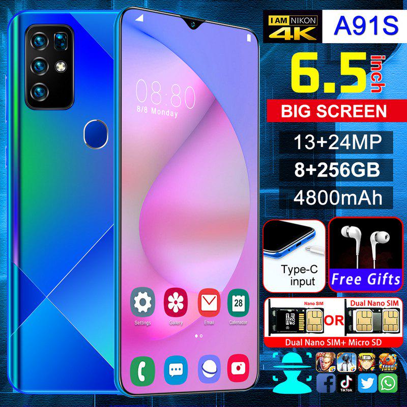Buy Android A91S Mobile Phone 8G RAM 256G ROM 13+24MP HD Camera 10Core ...