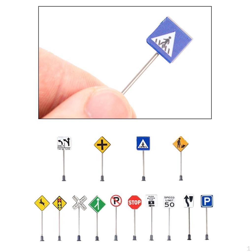 Cheap Handmade Pack of 14 1:87 Traffic Signage DIY Freeway Scene Layout ...