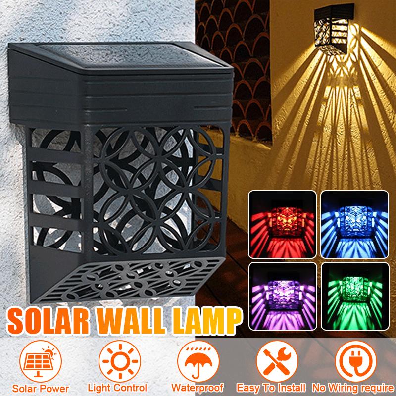 Cheap 1/2/4Pcs Solar LED Wall Lamp IP55 Warm White+RGB Light Path ...