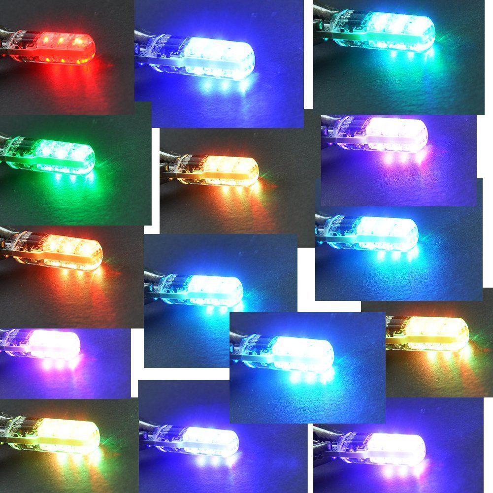 Buy LED Car Lights 6SMD RGB LED T10 5050 Multicolor Light Car Wedge Remote Control Bulbs at ...