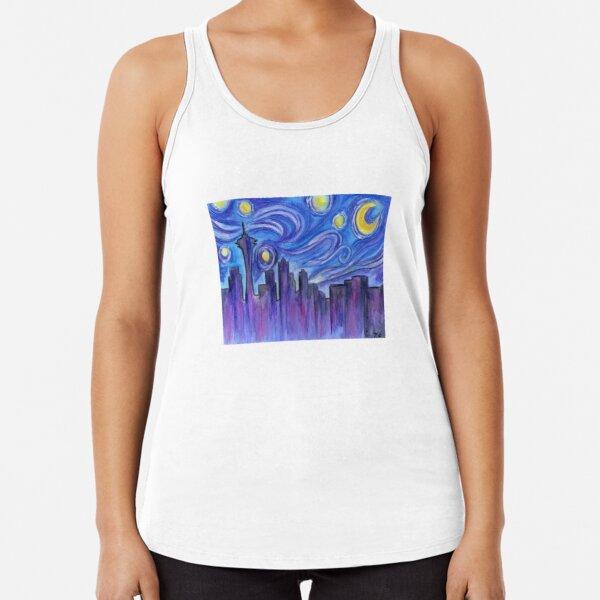 Buy Starry Night Over Seattle Printed White Women'S Sport Tank Top at ...