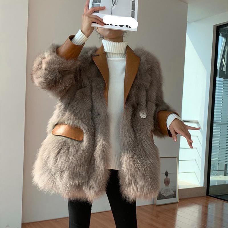 Buy Autumn Winter Fur Patchwork Jacket at affordable prices — free ...