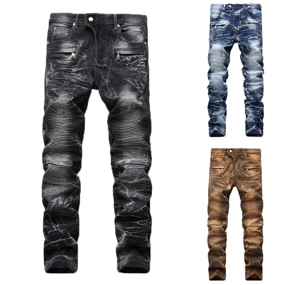 Men's Vintage Denim Ripped Straight Motorcycle Jeans - buy from 30$ on ...