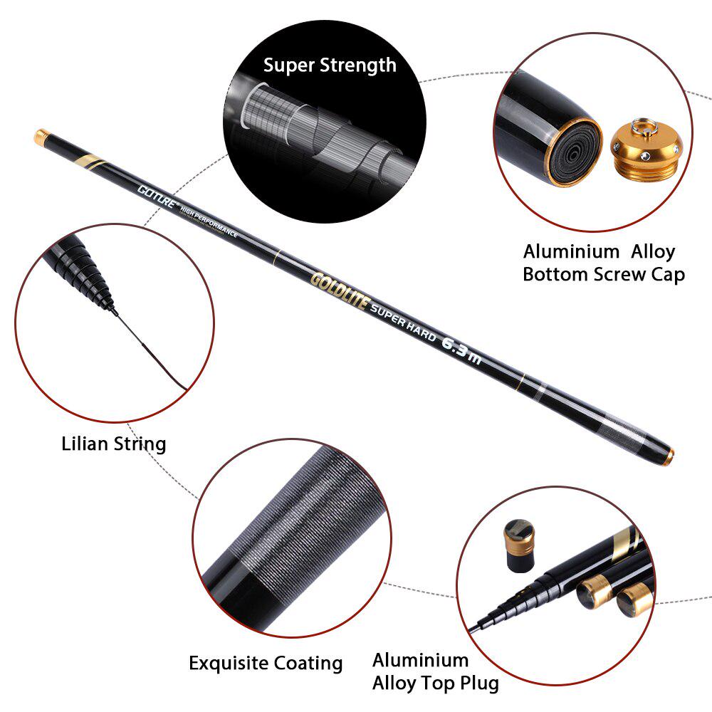 Goture GOLDLITE Telescopic Fishing Rod 3.6-7.2M 2/8 3/7 Power Hard Hand ...