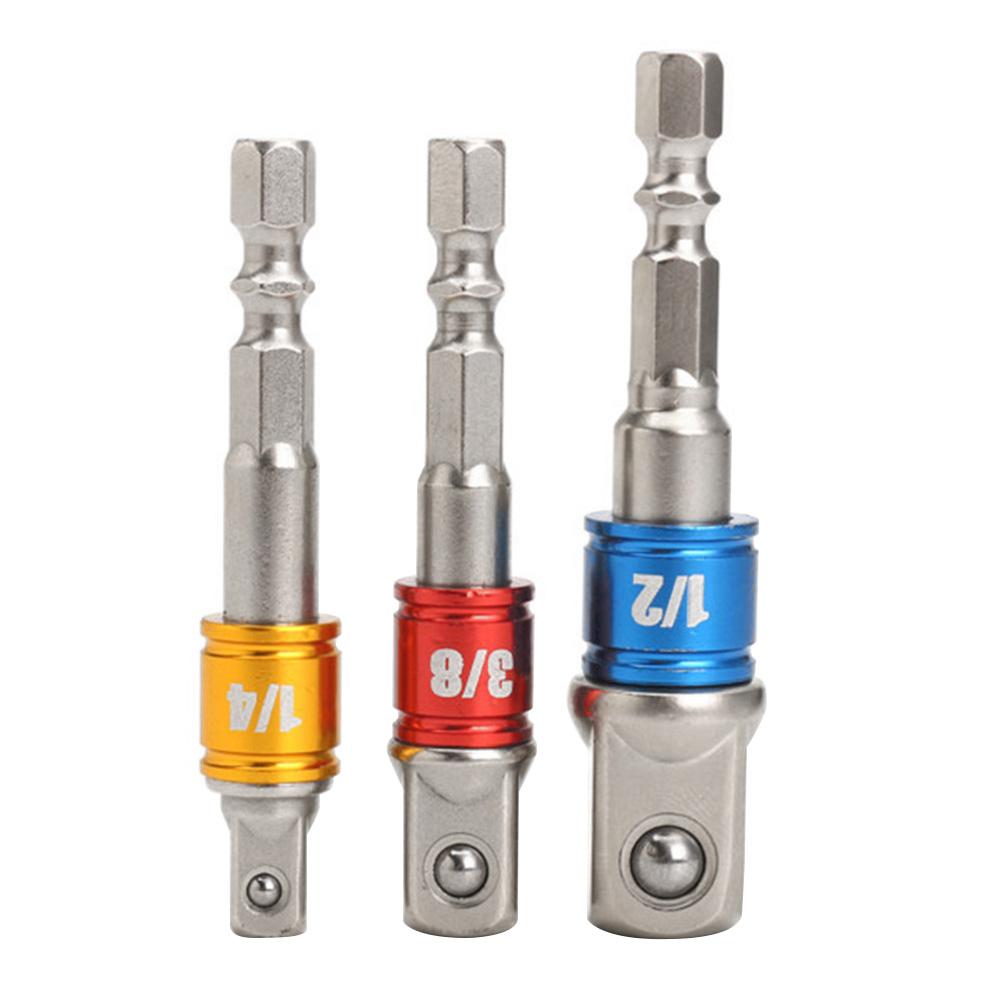 Buy 3pcs Socket Adapter 1/4 3/8 1/2 Inch Nut Driver Socket Impact Hex ...