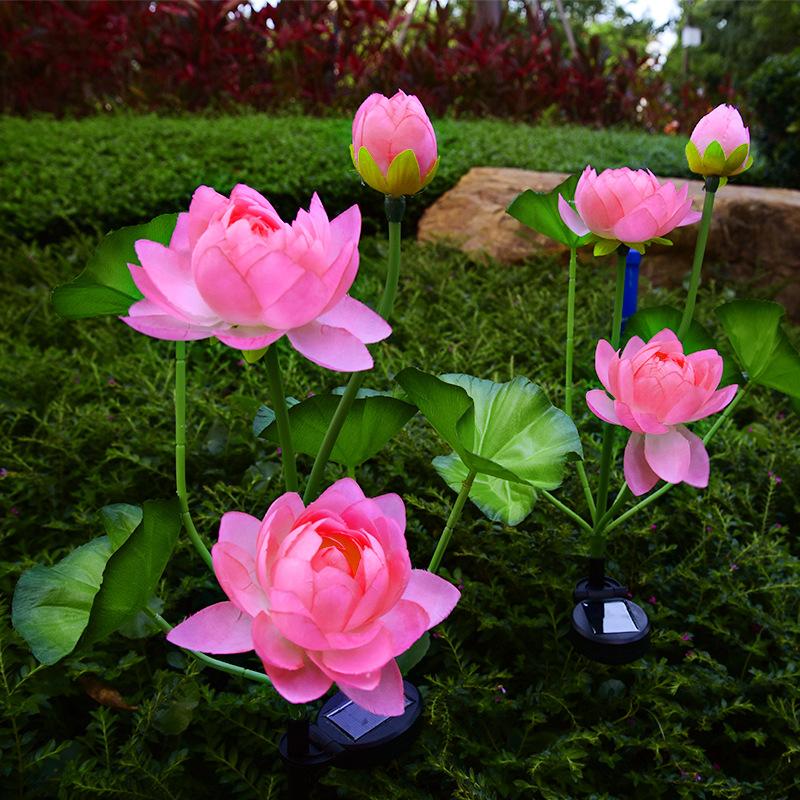 Cheap Solar Lotus Floor Lamp Rainproof Courtyard Decoration Garden Lamp ...