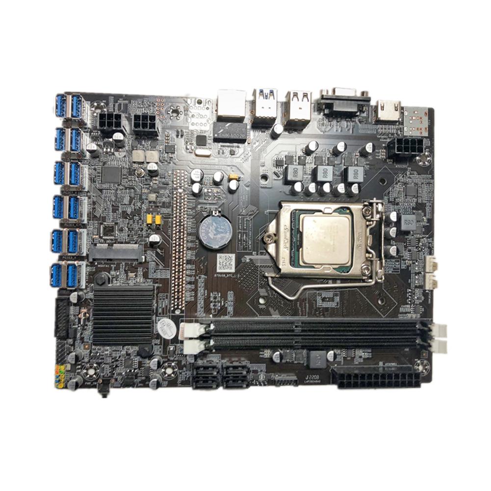 B75 USB-BTC Madencilik Anakartı 12USB'den PCI-E'ye 16X Grafik Kartı ...