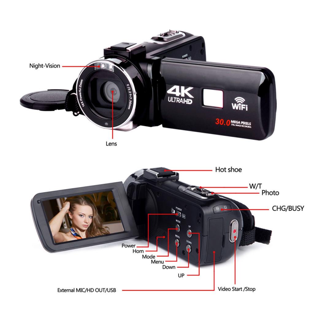 Buy Video Camera 4K Ultra HD 48MP Digital Camcorder Wide Angle Lens at ...