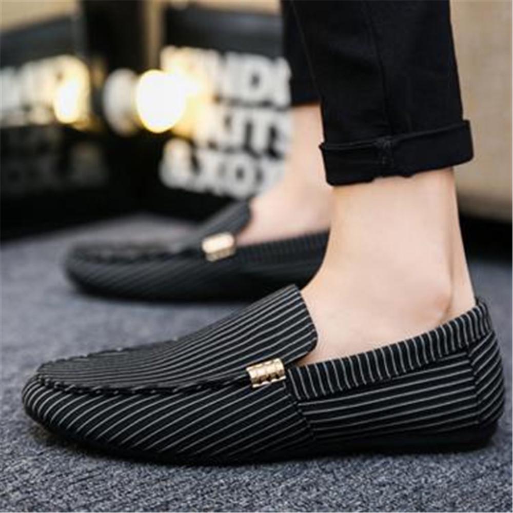 Buy Men's Casual Canvas Doug Shoes Stripe Pattern Moccasin Antiskid ...