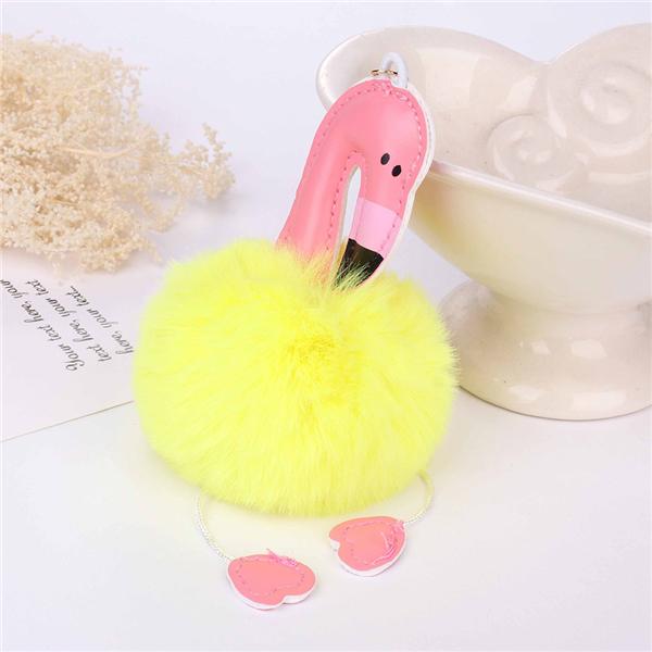 Buy Fluffy Key Ring Plush Animal Flamingo Keychain Ring Hanging ...