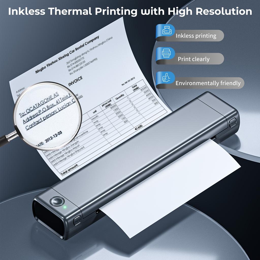 Wireless Portable Printer, Thermal Mobile Printer Supporting 21.59 Cm X ...