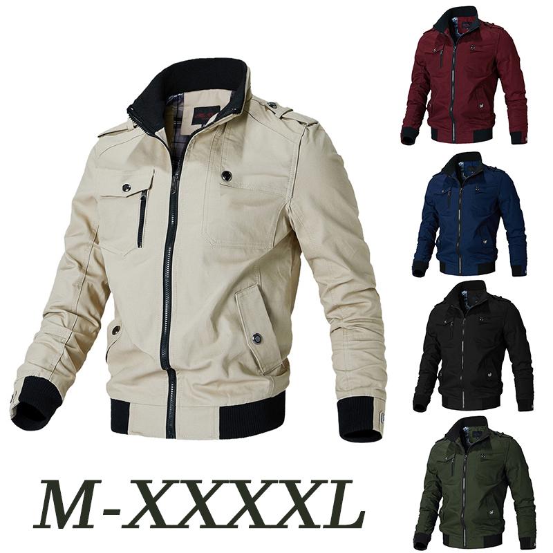 Buy Fashion Men's Casual Stand Collar Jacket Men's Workwear Jacket at ...