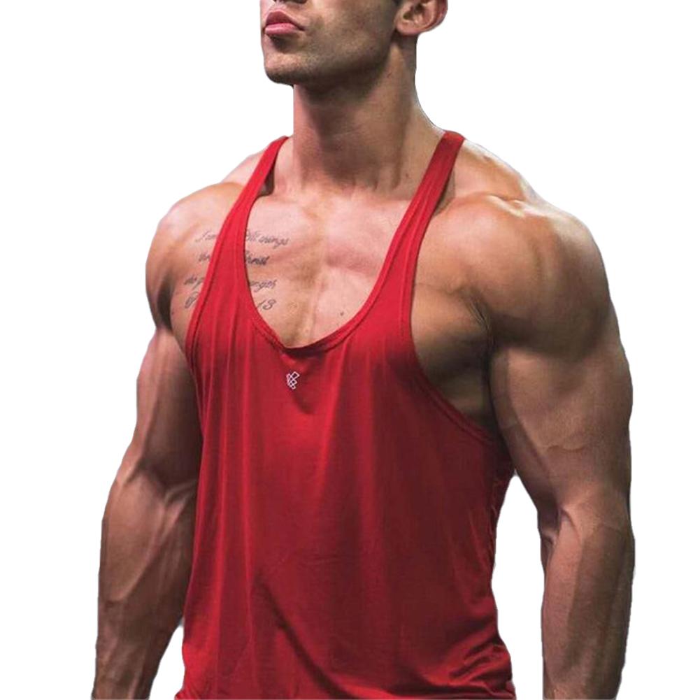 Buy Men Bodybuilding Solid Sleeveless Single Tank Tops Muscle Stringer ...
