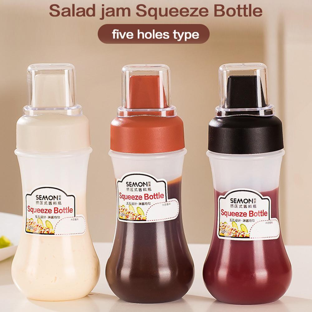 350ml Measurable Condiment Squeeze Bottle [5 Hole Design] Cap Scale ...
