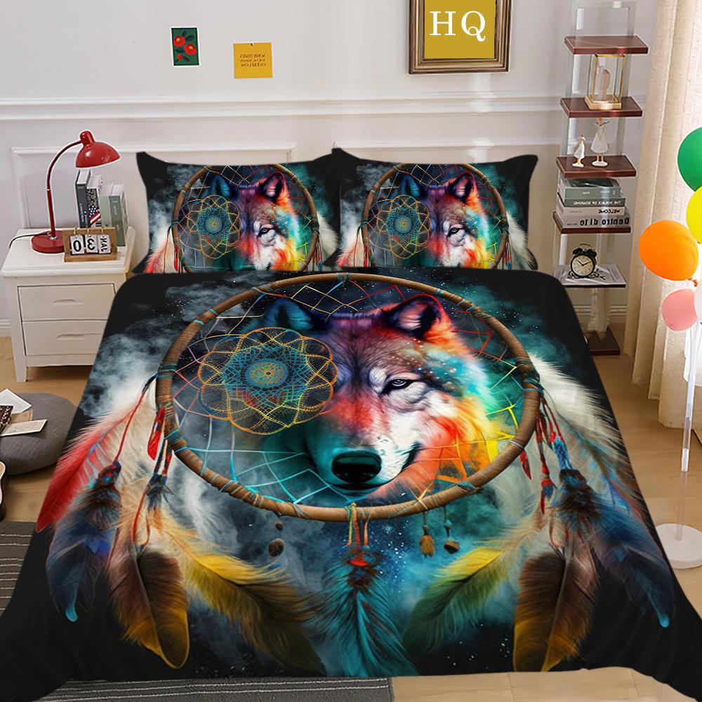 Satın alın Dream Catcher Printing Bedding Cover Suit Wolf Style Duvet ...