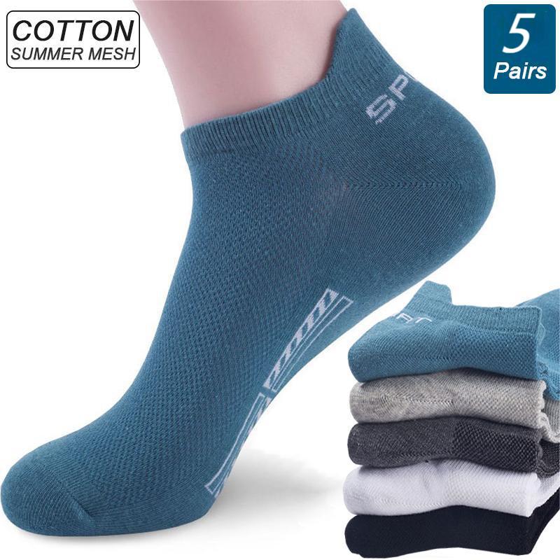 Cheap 5 Pairs Men's Cotton Mesh Socks Low Top Invisible Ankle Socks ...