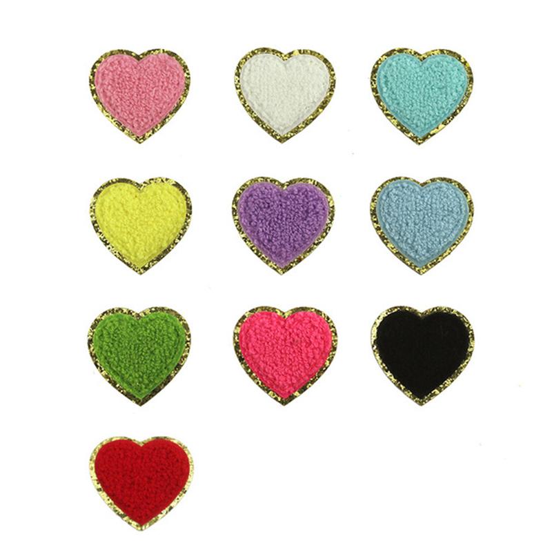 5Pcs Sequin Chenille Embroidery Patches Heart Patches Appliques Iron On ...