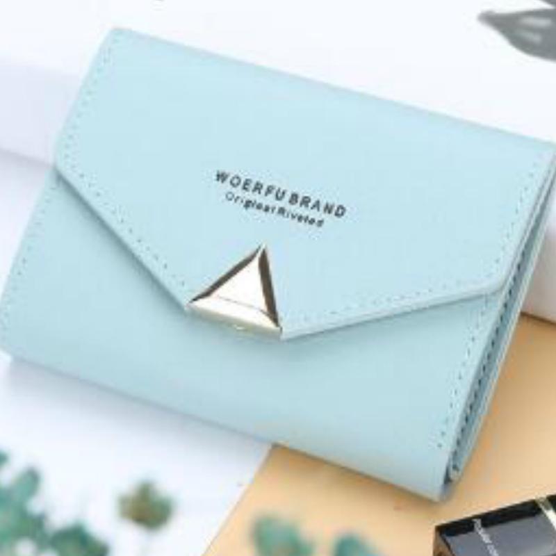 Buy Multi-function Women's Solid Color Short Wallet Buckle Simple Small ...