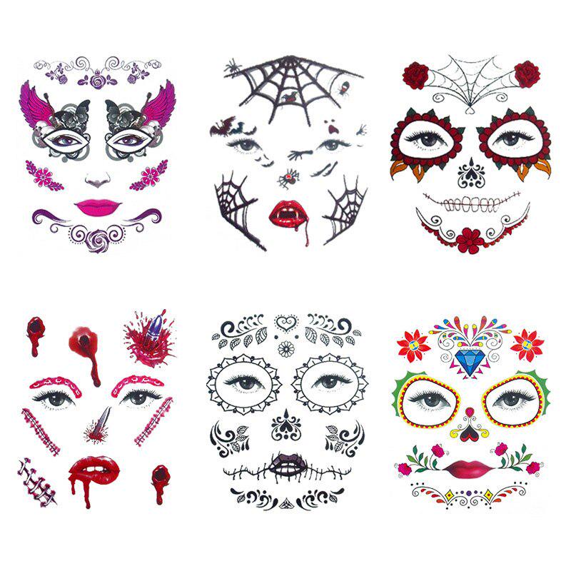 Tattoo Decal Halloween Mask Sticker Temporary Face Art Waterproof Masks ...