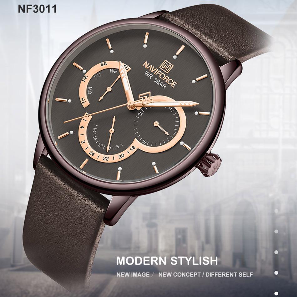 Buy Naviforce Mens Luxury Fashion Business Wristwatch Leather Strap ...