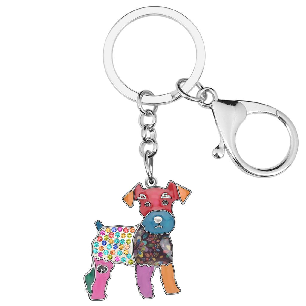 Buy Enamel Alloy Rhinestone Schnauzer Dogs Keychains Fashion Purse ...