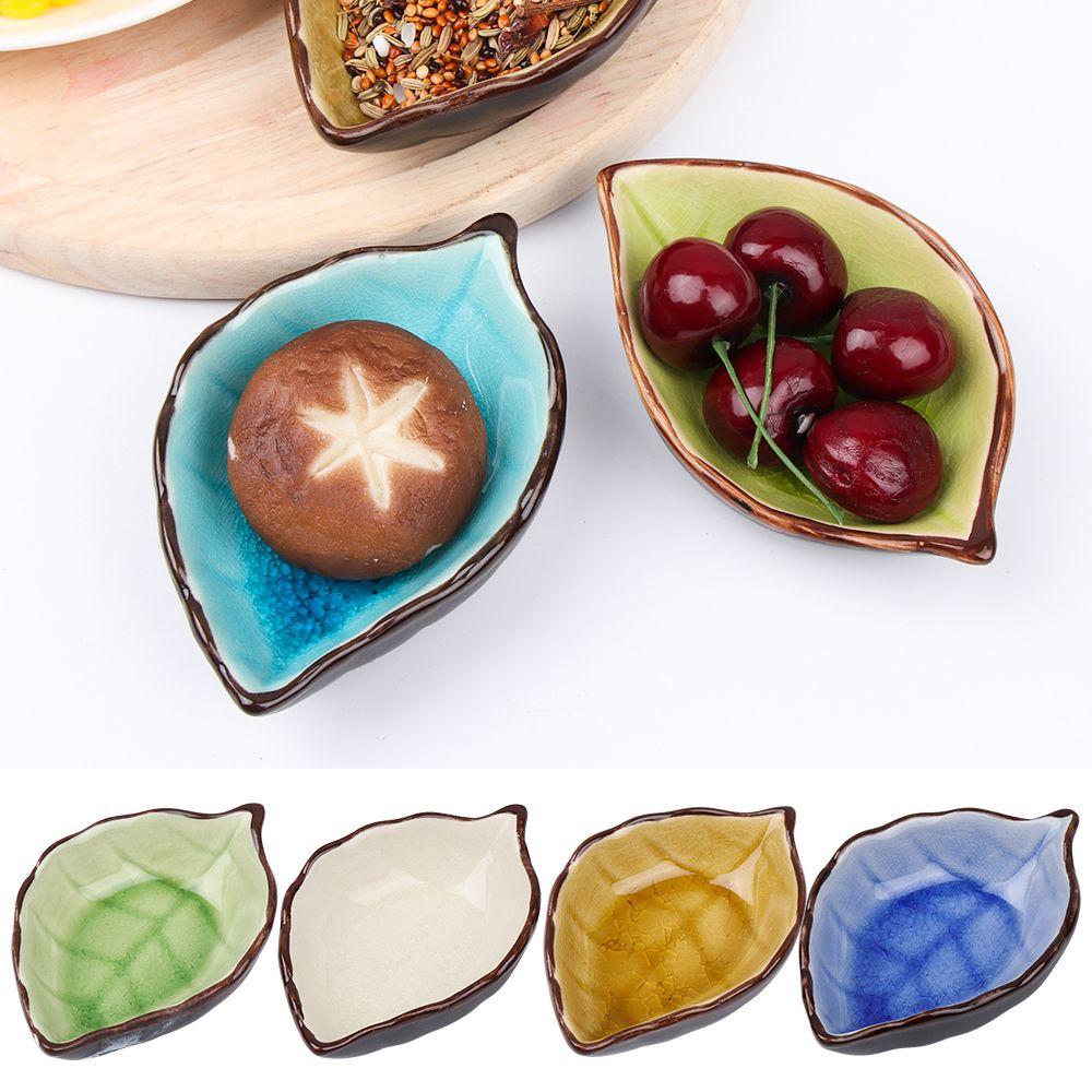 Cheap Sauce Bowl Tableware Oil Saucer Bowl Ice Crack Glaze Leaf Shape ...