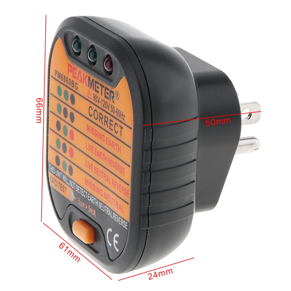 90V -120V Portable Electrical Smart Socket Tester + 50-60Hz AC 12-1000V ...