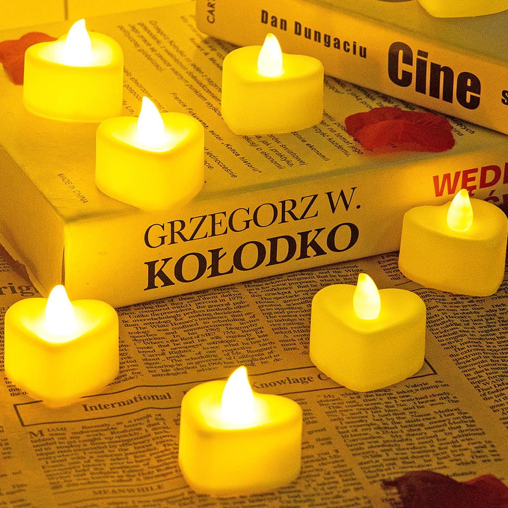 Buy 6pcs Heart Shape LED Tealight Candles Battery Operated Electric ...