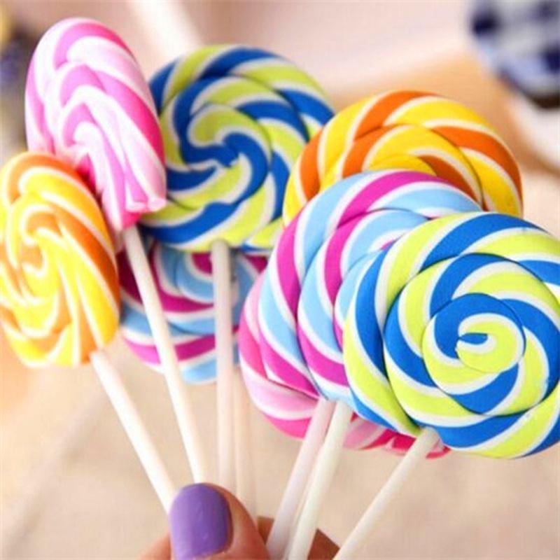 Buy 2 Pcs Creative Lollipop Eraser Rubber Pencil Candy Stationery at ...