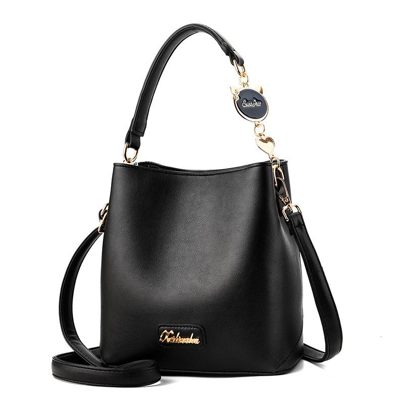 Cheap Women's Fashion Bucket Bag Solid Handbag Large Capacity Sling Bag ...